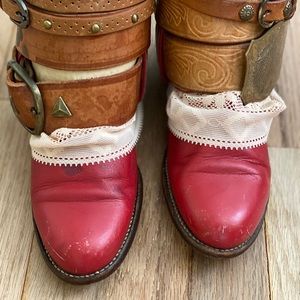 Shoes | Red Cowboy Boots Size 6 Upcycled Cowgirl Boots | Poshmark